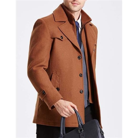Jackets & Coats | Mens Winter Pea Coat Woolen Trench Coat Single ...